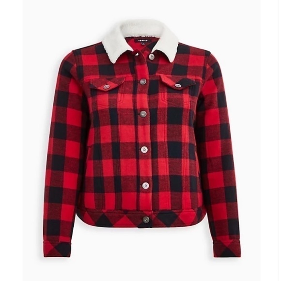 torrid | Jackets & Coats | Trucker Coat Buffalo Plaid Red | Poshmark